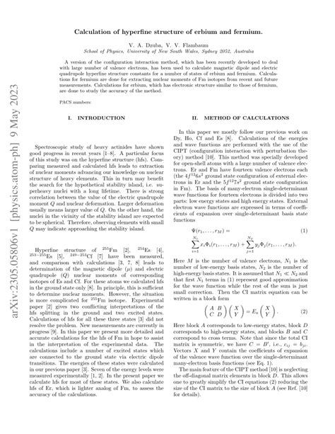 Pdf Calculation Of Hyperfine Structure Of Erbium And Fermium