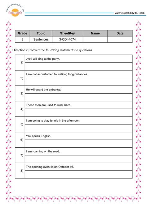 Convert Statements To Questions Worksheets For Grade 3 Worksheets For