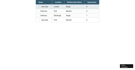 Flat Table Header Codesandbox