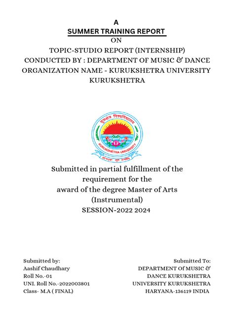 A Summer Training Report Pdf