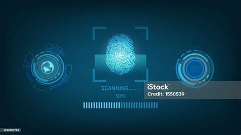 지문 스캔 배경을 가진 생체 인식 하이테크 기술 비즈니스 보안 개념 벡터 그림입니다 비밀번호에 대한 스톡 벡터 아트 및 기타 이미지 비밀번호 홀로그램 개념 Istock