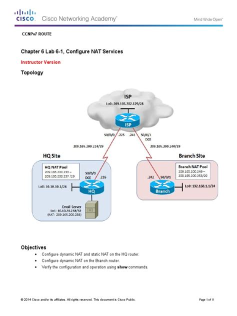 Ccnpv7 Route Lab6 1 Nat Instructor Pdf Ip Address Router Computing