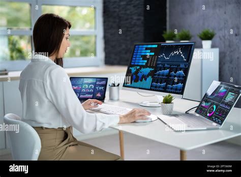 Financial Business Analytics Data Dashboard Analyst Woman Stock Photo Alamy
