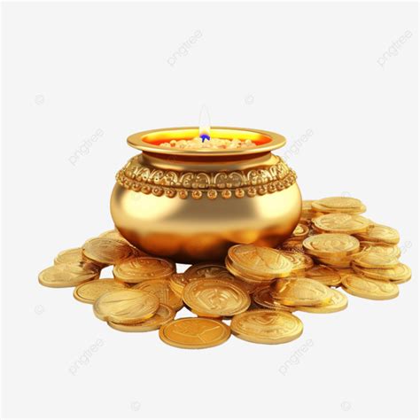 행복한 단테라 행복 디 왈리 금화 칼라시와 디왈리 디야 악샤야 트리티야 Png 일러스트 및 이미지 에 대한 무료 다운로드 Pngtree