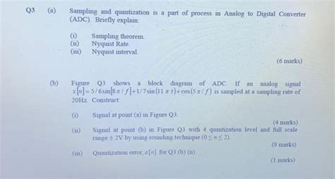 Solved A Sampling And Quantization Is A Part Of Process In