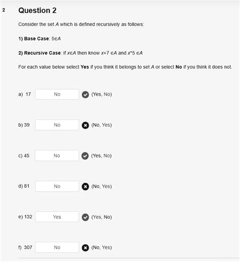 2 question 2 consider the set a which is defined recursively as