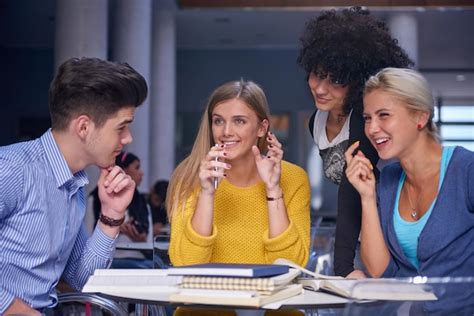 Premium Photo Happy Students Group Study In Classroom