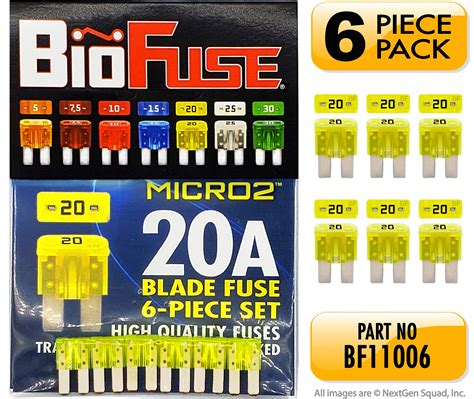 Biofuse Micro2 Apt Atr 6 Piece 20a Automotive Car Fuses