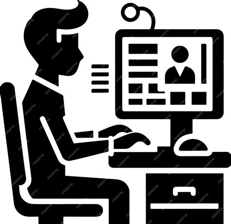Premium Vector A Person Working On A Computer Vector Art Illustration Black Color Silhouette 7