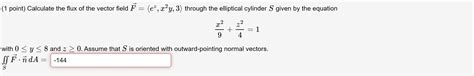 Solved 1 Point Calculate The Flux Of The Vector Field