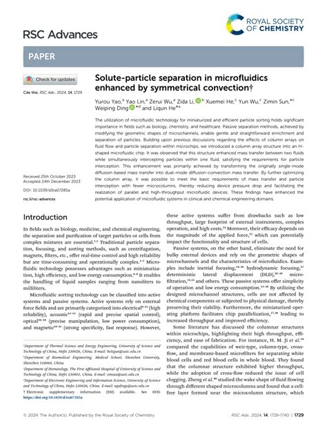 Pdf Solute Particle Separation In Microfluidics Enhanced By