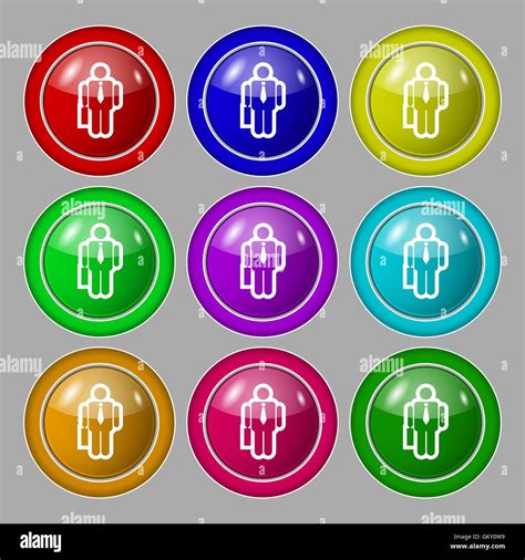 Businessman Icon Sign Symbol On Nine Round Colourful Buttons Vector Stock Vector Image And Art