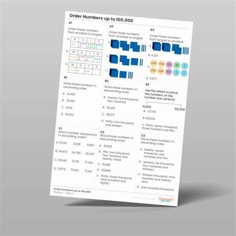 Year 5 Order Numbers Up To 100 000 Fluency Matrix Resource Classroom Secrets