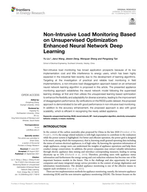 Pdf Non Intrusive Load Monitoring Based On Unsupervised Optimization