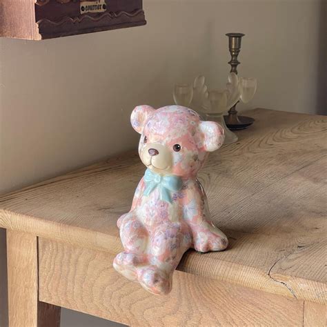 레어 빈티지 영국 플로럴 곰돌이 피겨린