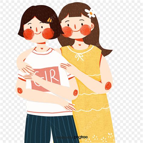 캐릭터 일러스트 스타일 여자 친구 우정 여성 클립 아트 요소 만화 스타일 Png 일러스트 및 Psd 이미지 무료 다운로드 Pngtree
