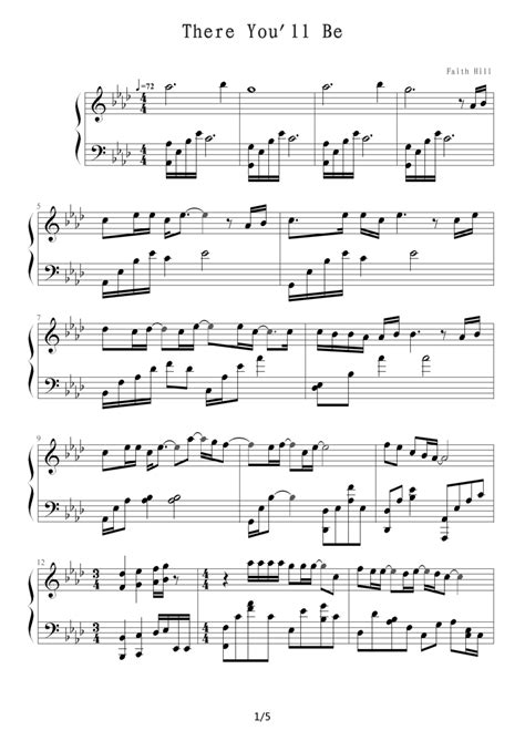 There You ll Be 有你相依 珍珠港 主题曲 钢琴谱 简谱
