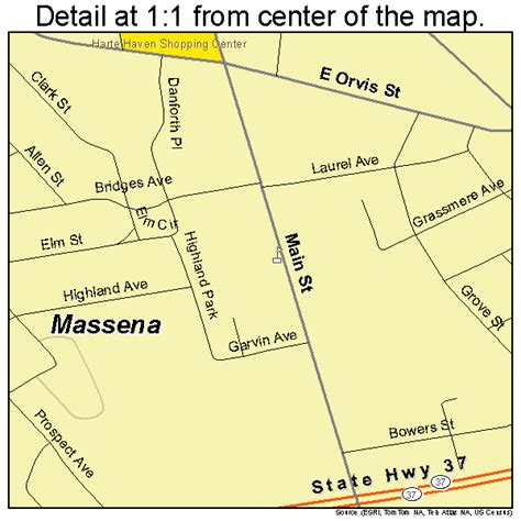 Massena New York Street Map 3646019