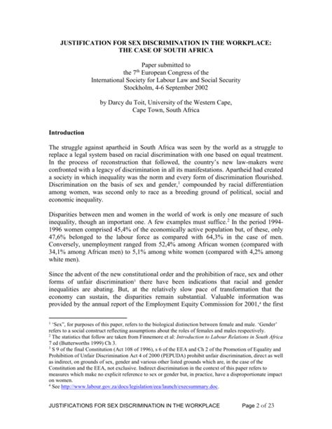 justification for sex discrimination in the workplace
