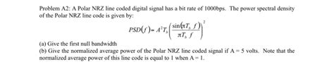 Solved Problem A2 A Polar NRZ Line Coded Digital Signal Has Chegg Com