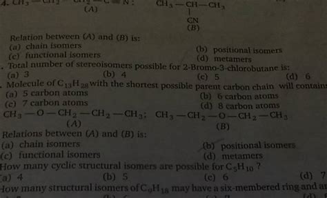 Total Number Of Stereoisomers Possible For 2 Bromo 3 Chlorobutane Is A