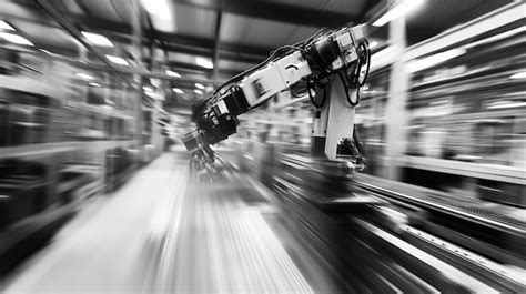 A Robotic Arm Operates Swiftly In A Modern Manufacturing Facility During The Day Showcasing