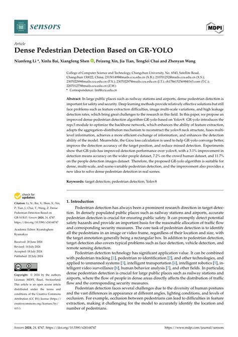 Pdf Dense Pedestrian Detection Based On Gr Yolo