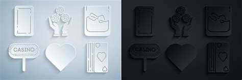 세트 하트 상징 위스키와 얼음 조각의 유리 카지노 간판 갑판 트럼프패 카지노 칩과 뒤 아이콘을 들고 손과 트럼프패와 트럼프패 벡터 3차원 형태에 대한 스톡 벡터 아트 및