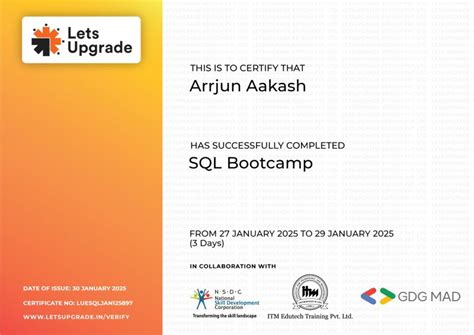Arrjun Aakash On Linkedin Sql Learningjourney Letsupgrade Dataskills