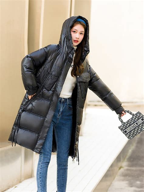 Badu Bg Зимни дълги палта за 2023 г Дамски плътни пухени якета с