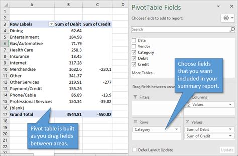 Analyze Bank Statements With Pivot Tables Excel Campus