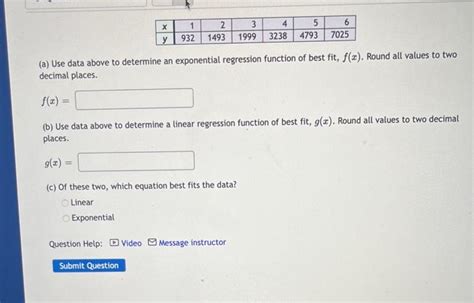 Solved A Use Data Above To Determine An Exponential