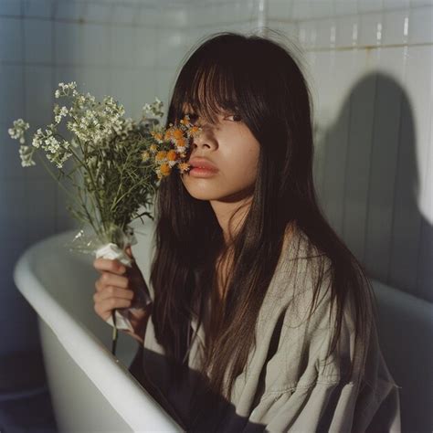 Asian Woman In Bathtub Scene Premium Ai Generated Image