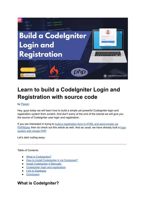 Ppt Learn To Build A Codeigniter Login And Registration With Source Code Powerpoint
