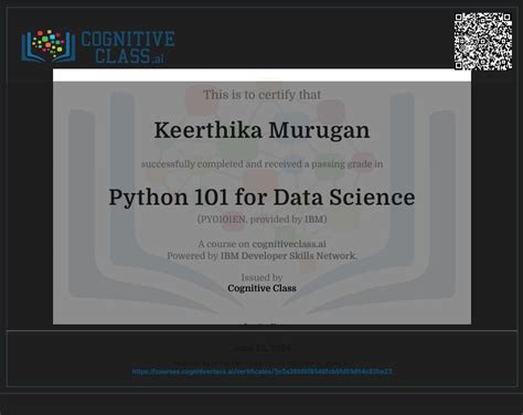 Completed Python Course With Cognitiveclassai Keerthika Murugan