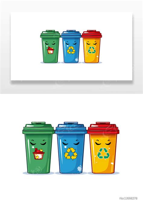 手绘垃圾桶垃圾分类素材下载 红动中国