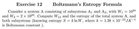 Solved Exercise 12 Boltzmanns Entropy Formula Consider A