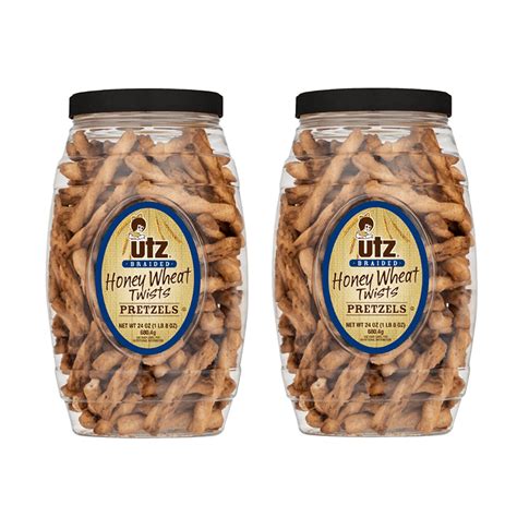 Utz Quality Foods Pretzel Barrels Honey Wheat Braided Twists 24 Oz 2