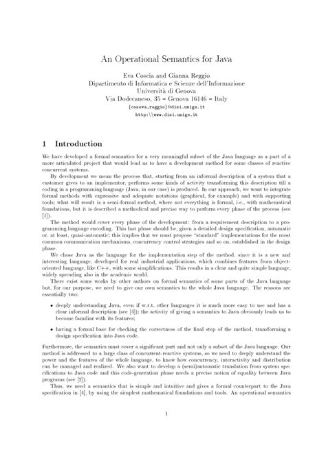 Pdf A Compositional Operational Semantics For Java
