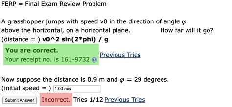 solved ferp final exam review problem a grasshopper jumps