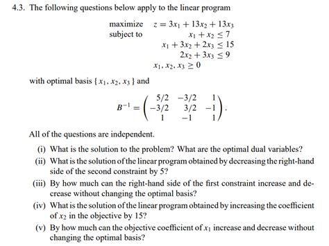 Solved 4 3 The Following Questions Below Apply To The Chegg Com