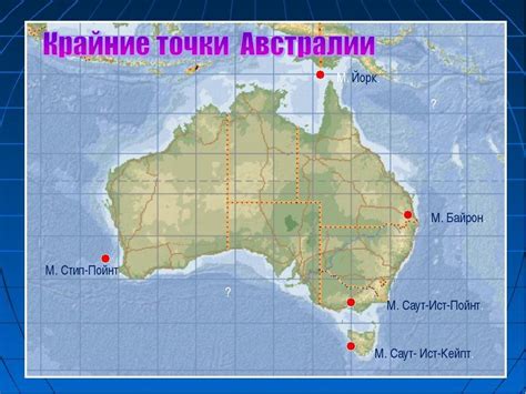 определите географические координаты крайних точек австралии измерьте