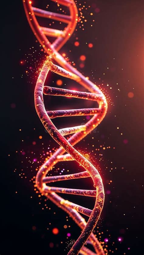 Stylized Dna Double Helix With Glowing Translucent Central Display Stock Illustration