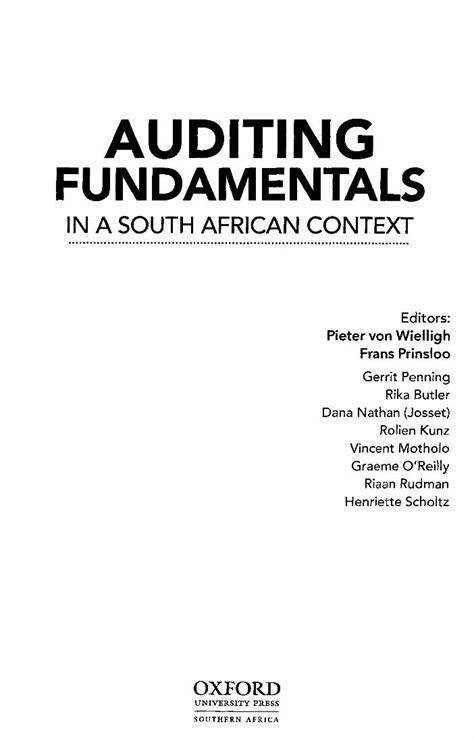 Pdf Auditing Fundamentals In A South African … · Auditing Fundamentals In A South African