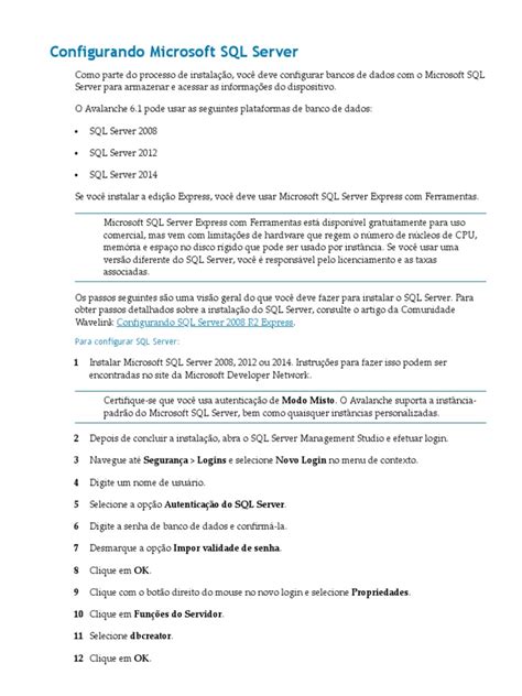 configurando microsoft sql server pdf negócios computadores