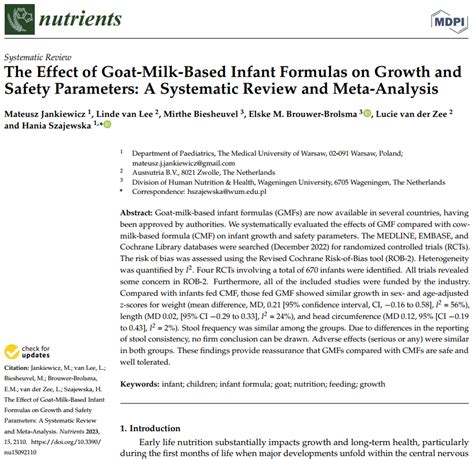 New Paper Systematic Review And Meta Analysis Ausnutria Nutrition Institute