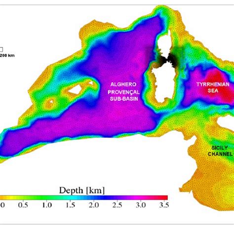 The Unstructured Grid And Bathymetry Of The Wave Module Wwm Download Scientific Diagram