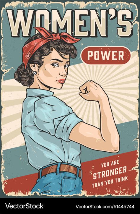 Women Power Vintage Poster Colorful Royalty Free Vector