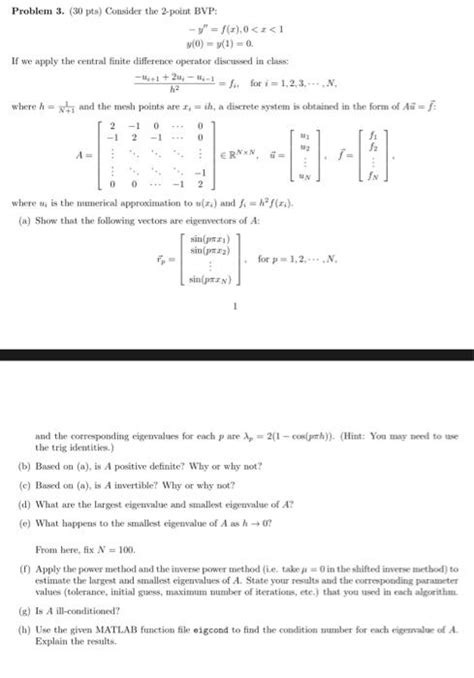 Solved Problem 3 30 Pts Consider The 2 Point Bvp