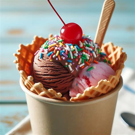 Premium Photo Ice Cream With A Cherry On Top